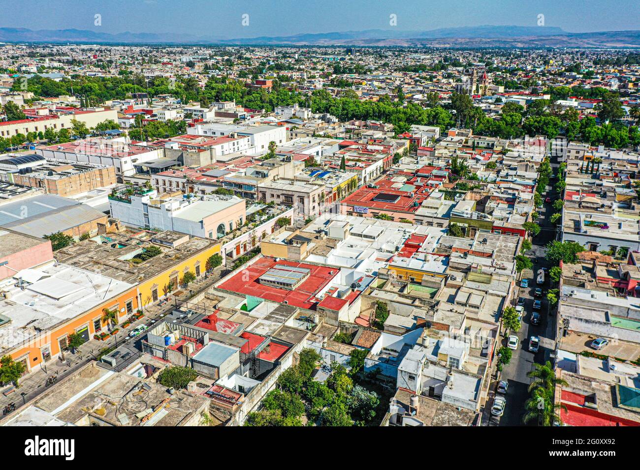 Aerial landscape or aerial view of the city of Victoria de Durango in ...