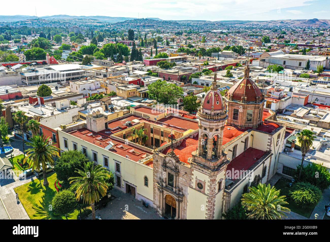 Aerial landscape or aerial view of the city of Victoria de Durango in ...