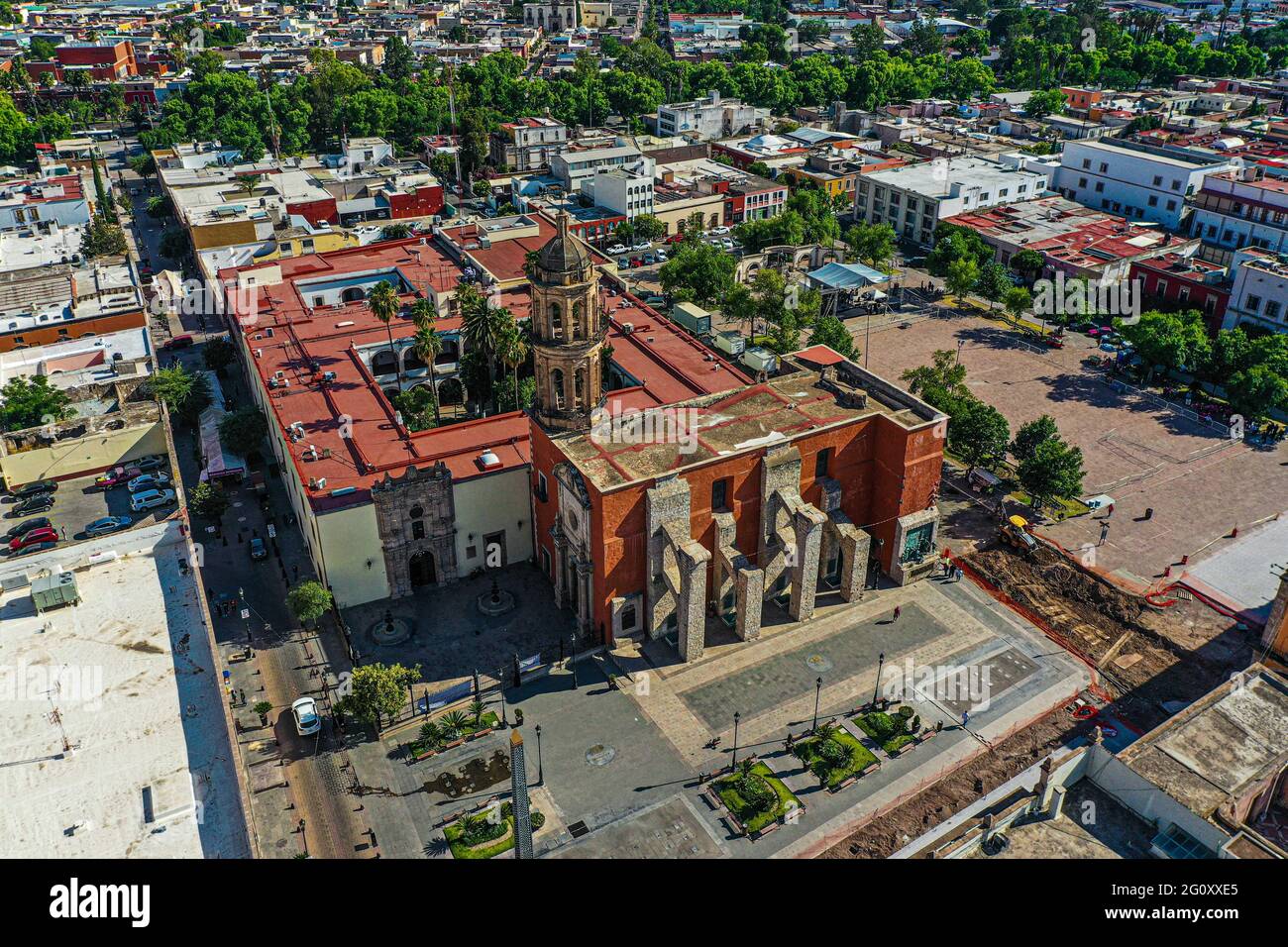 Aerial landscape or aerial view of the city of Victoria de Durango in ...