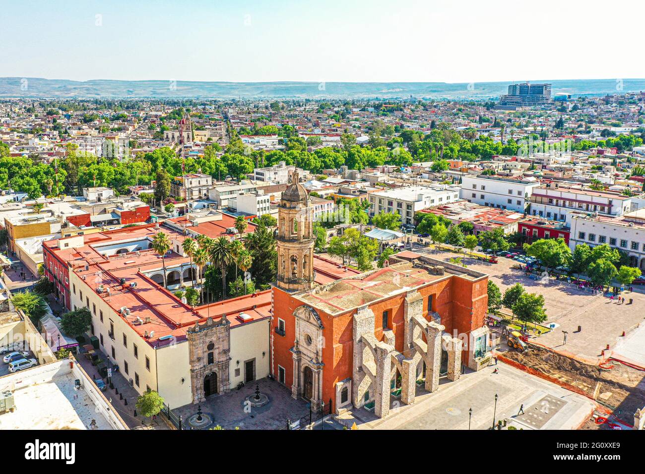 Aerial landscape or aerial view of the city of Victoria de Durango in ...