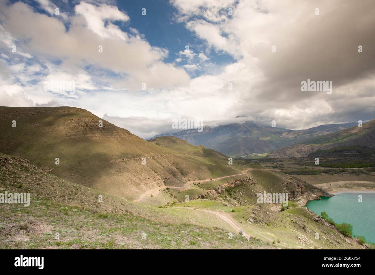 landscape beautiful mountain green lake Stock Photo - Alamy