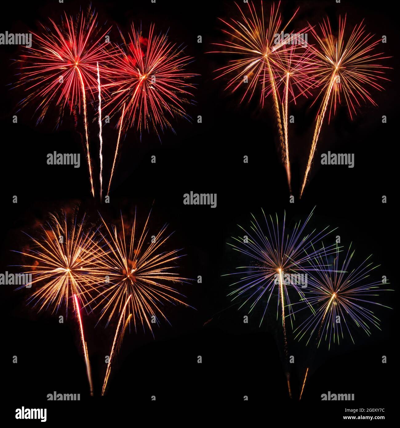 Shiny colorful fireworks on black background Stock Photo - Alamy