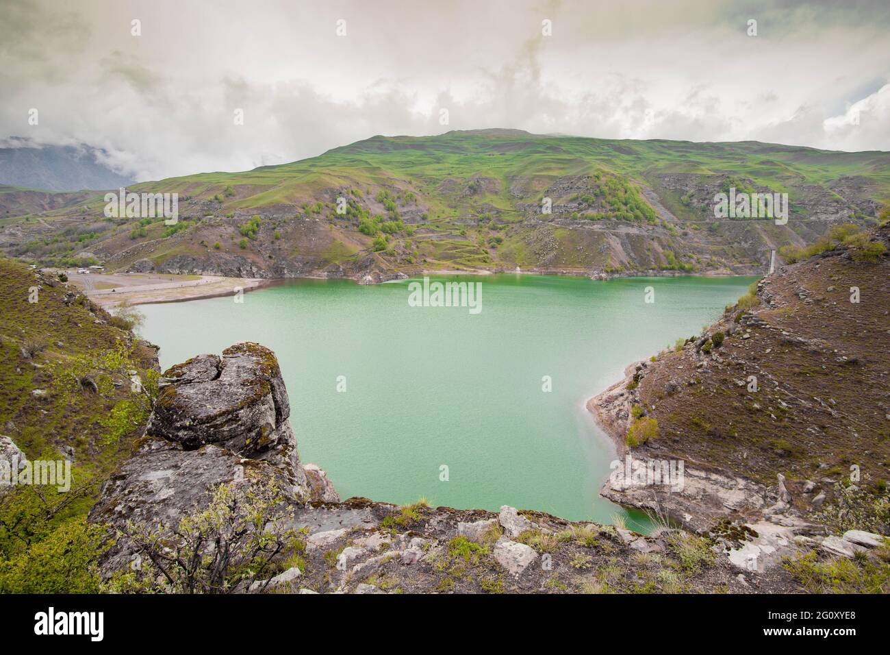 landscape beautiful mountain green lake Stock Photo - Alamy