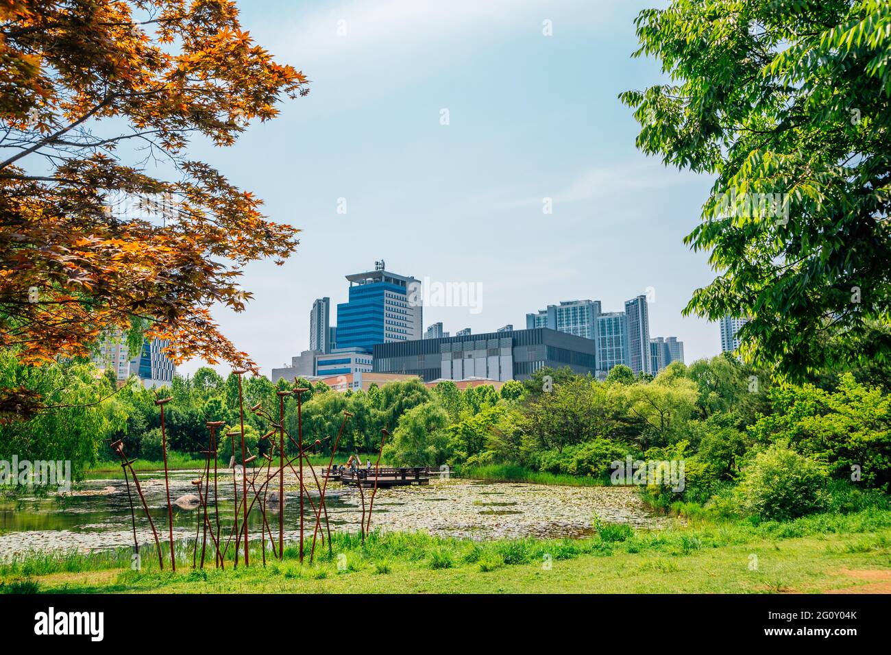 Ilsan Lake Park and modern buildings in Goyang, Korea Stock Photo - Alamy