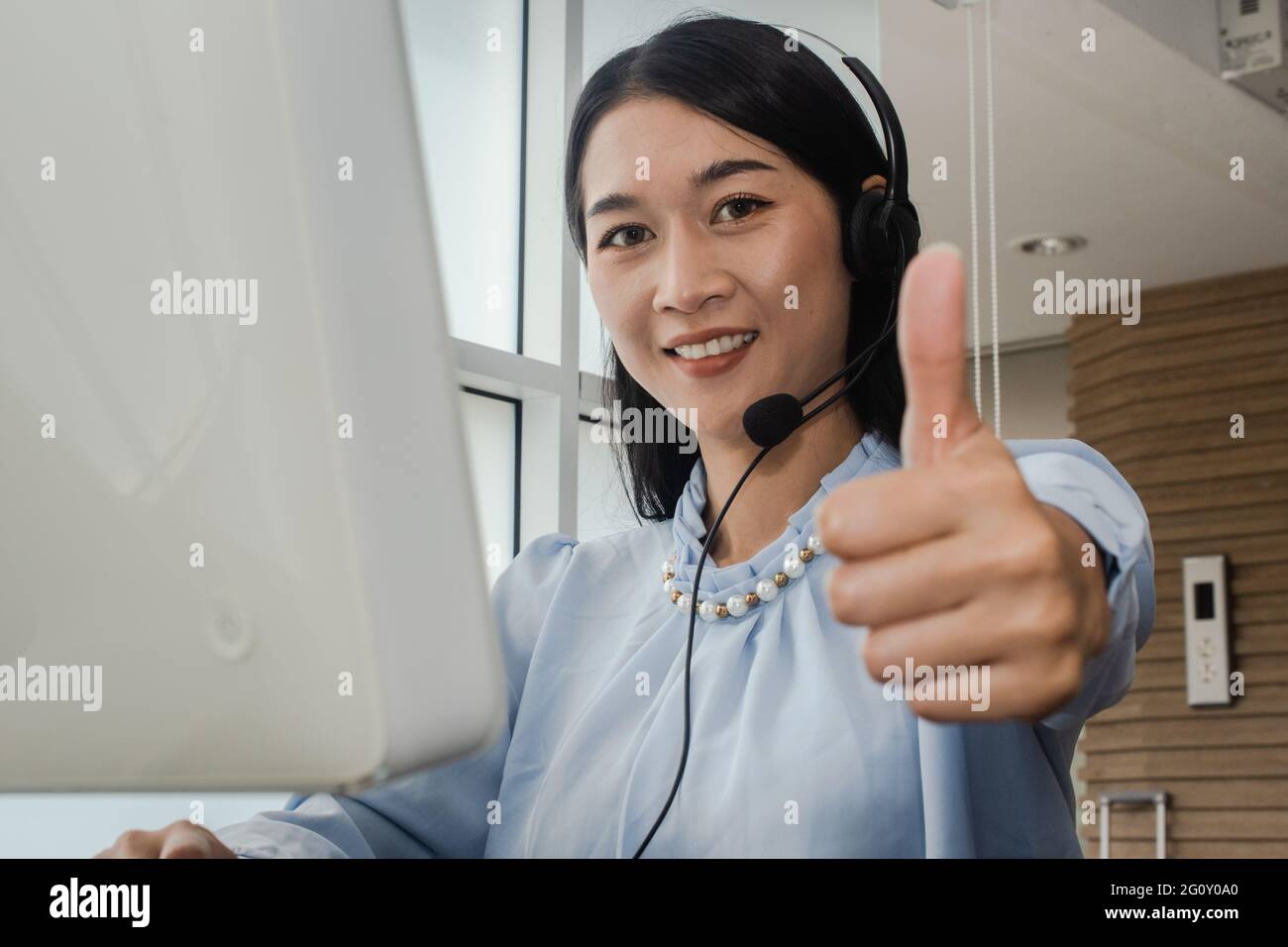 Asian woman working call center support customer service , worker Hot ...