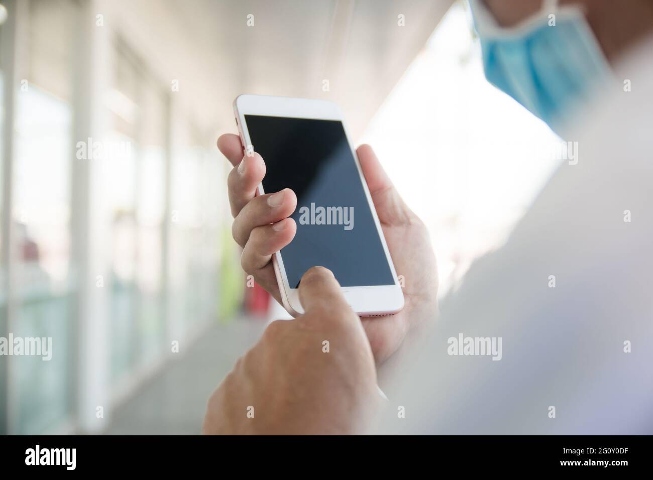 Close up hand holding mobile smart phone technology , call phone ...