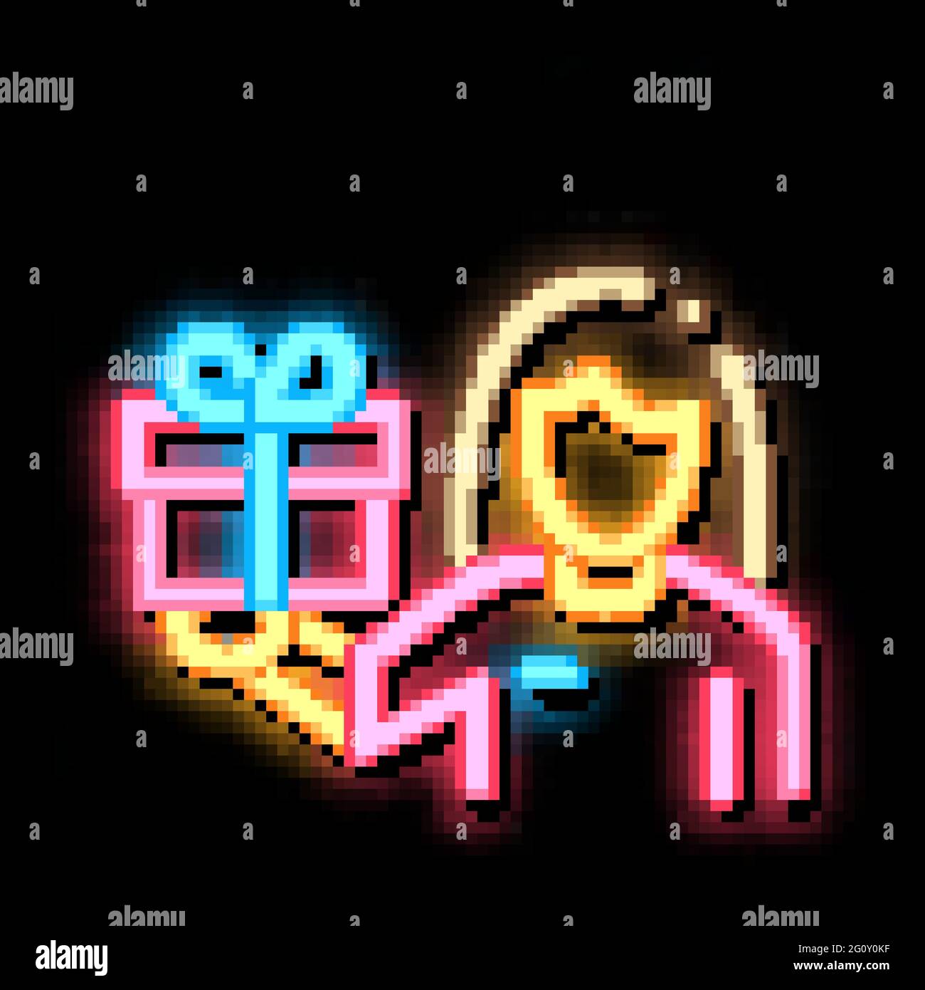 Woman with Gift neon glow icon illustration Stock Vector Image & Art ...
