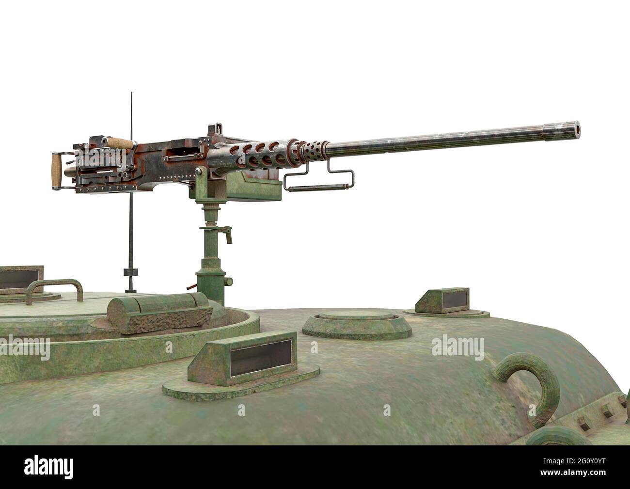 machine gun is up on us army tank, 3d illustration Stock Photo - Alamy