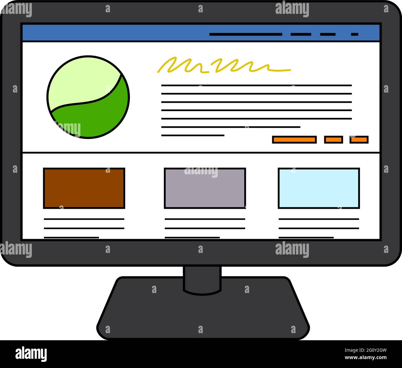 This is a illustration of Website screen view with PC Stock Vector ...