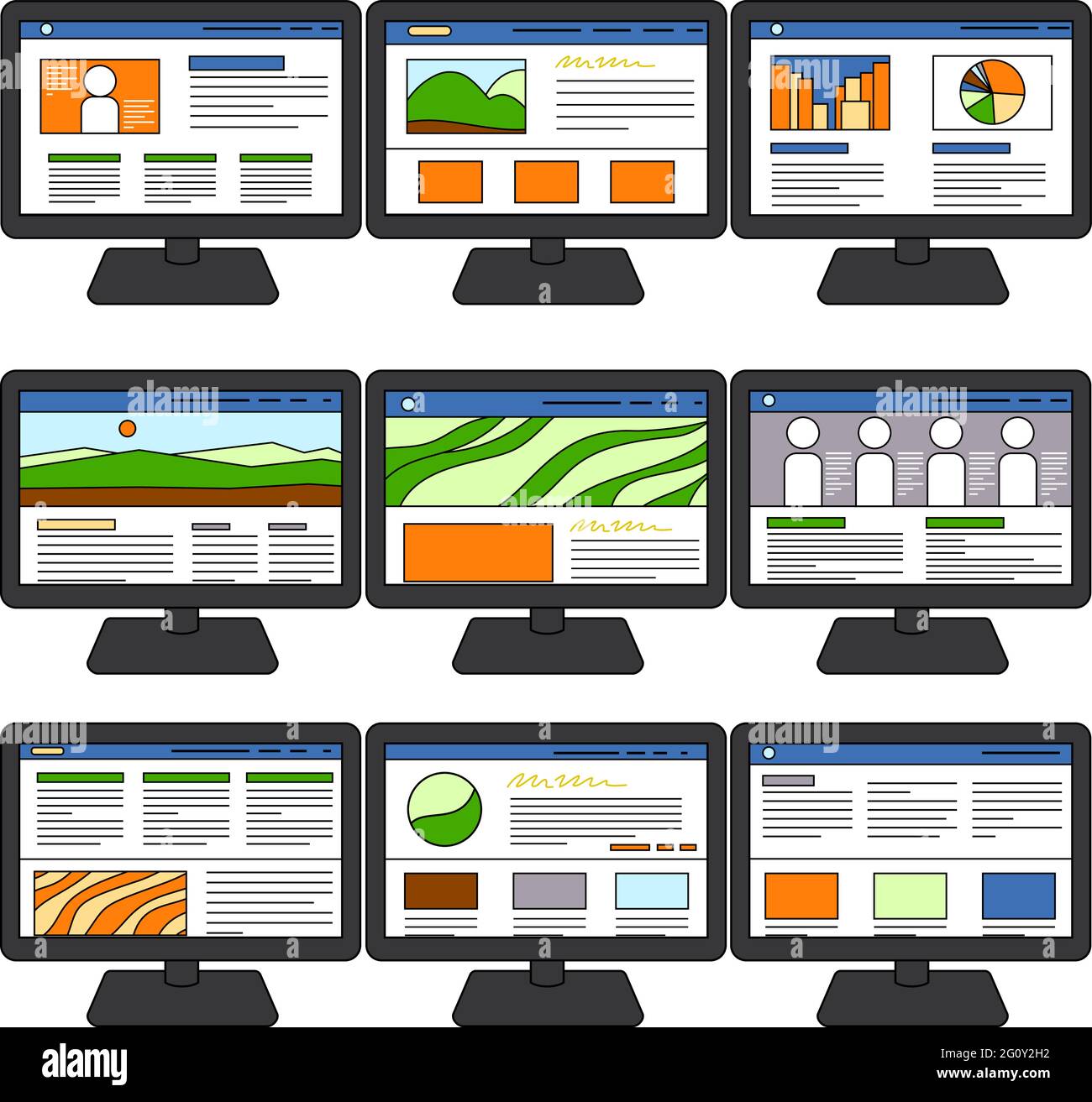 This is a illustration of Website screen view with PC Stock Vector ...