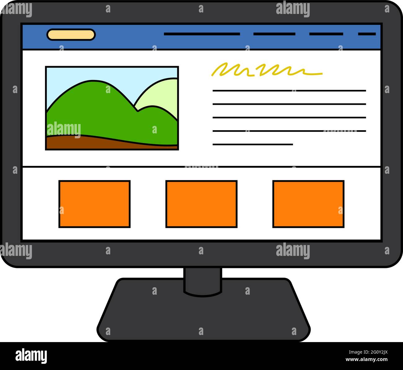 This is a illustration of Website screen view with PC Stock Vector ...