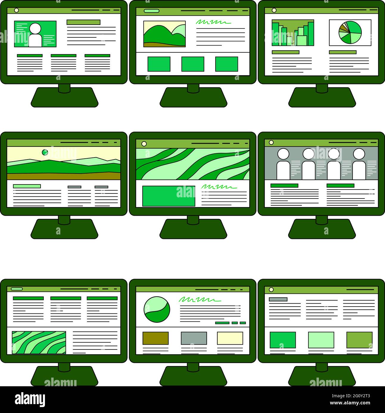 This is a illustration of Website screen view with PC Stock Vector ...