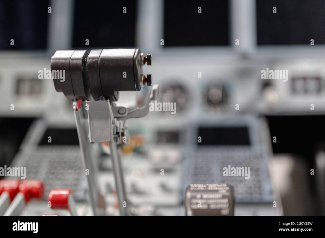 Engine thrust levers. Modern jet aircraft, cockpit Stock Photo - Alamy
