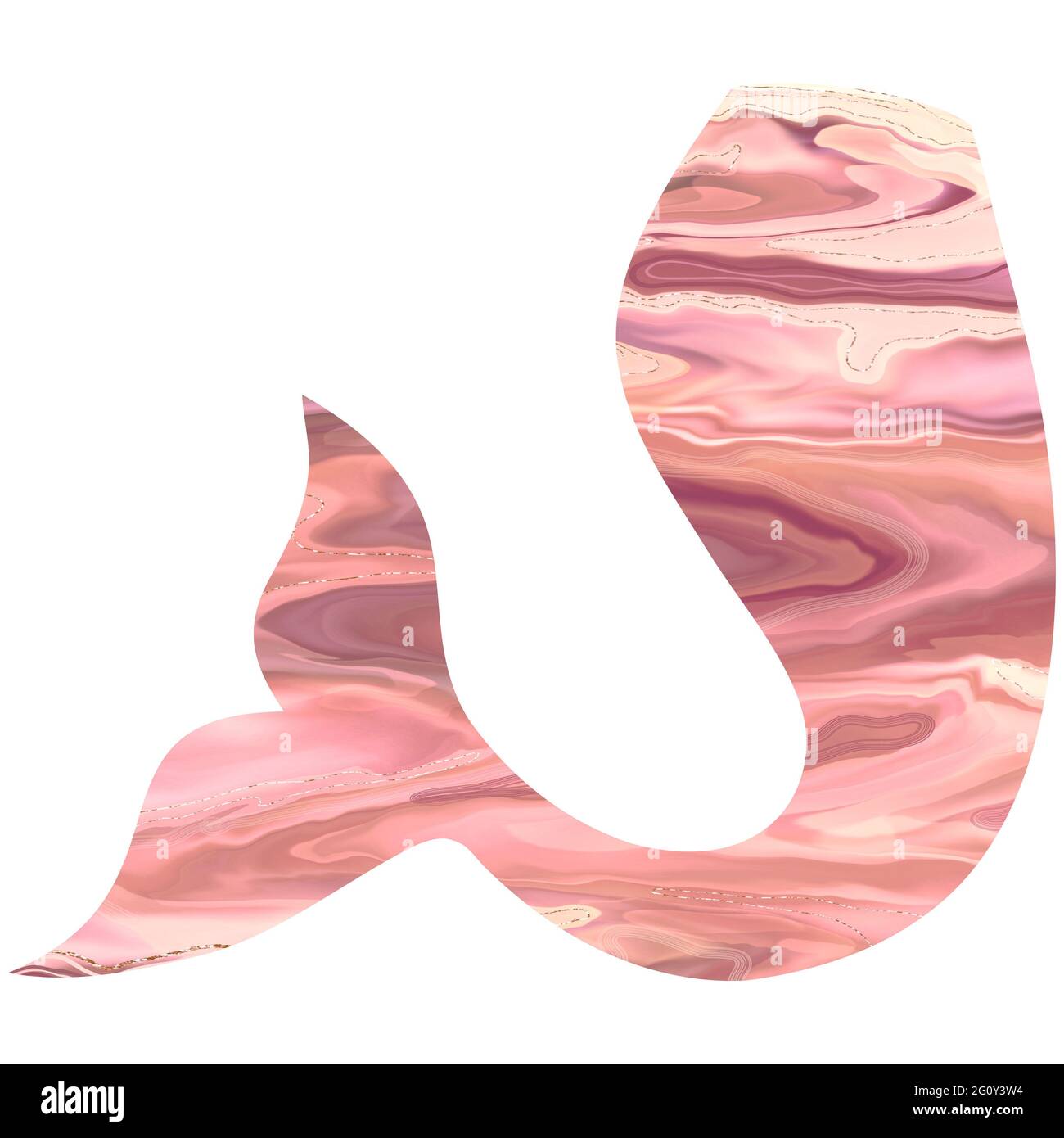 Pink mermaid Tail hand-drawn illustration. Marble Fishtail Stock Photo ...