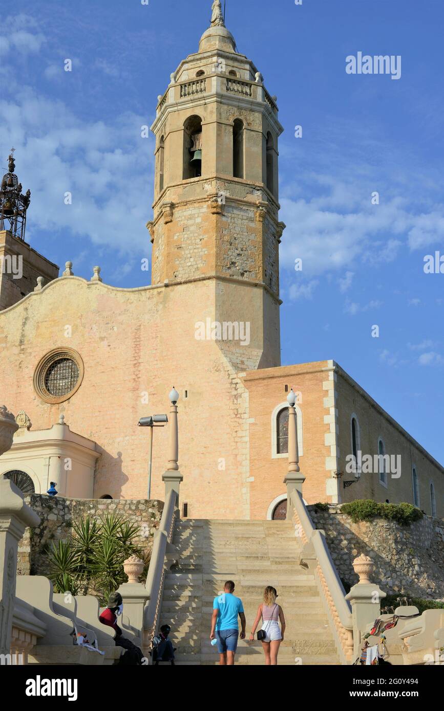 Church of Sant Bartolomé and Santa Tecla located on the promenade of ...