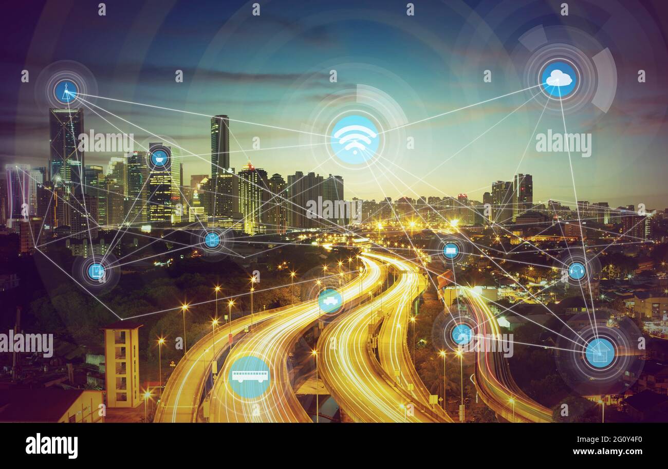 City scape and network connection concept Stock Photo - Alamy