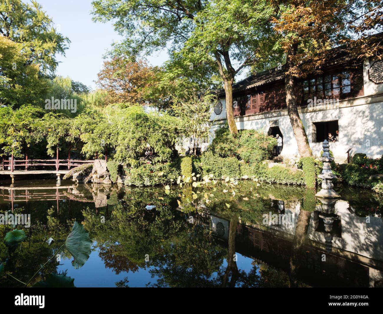 Suzhou, China - October 30, 2017: Evening at Lingering Garden, one of ...