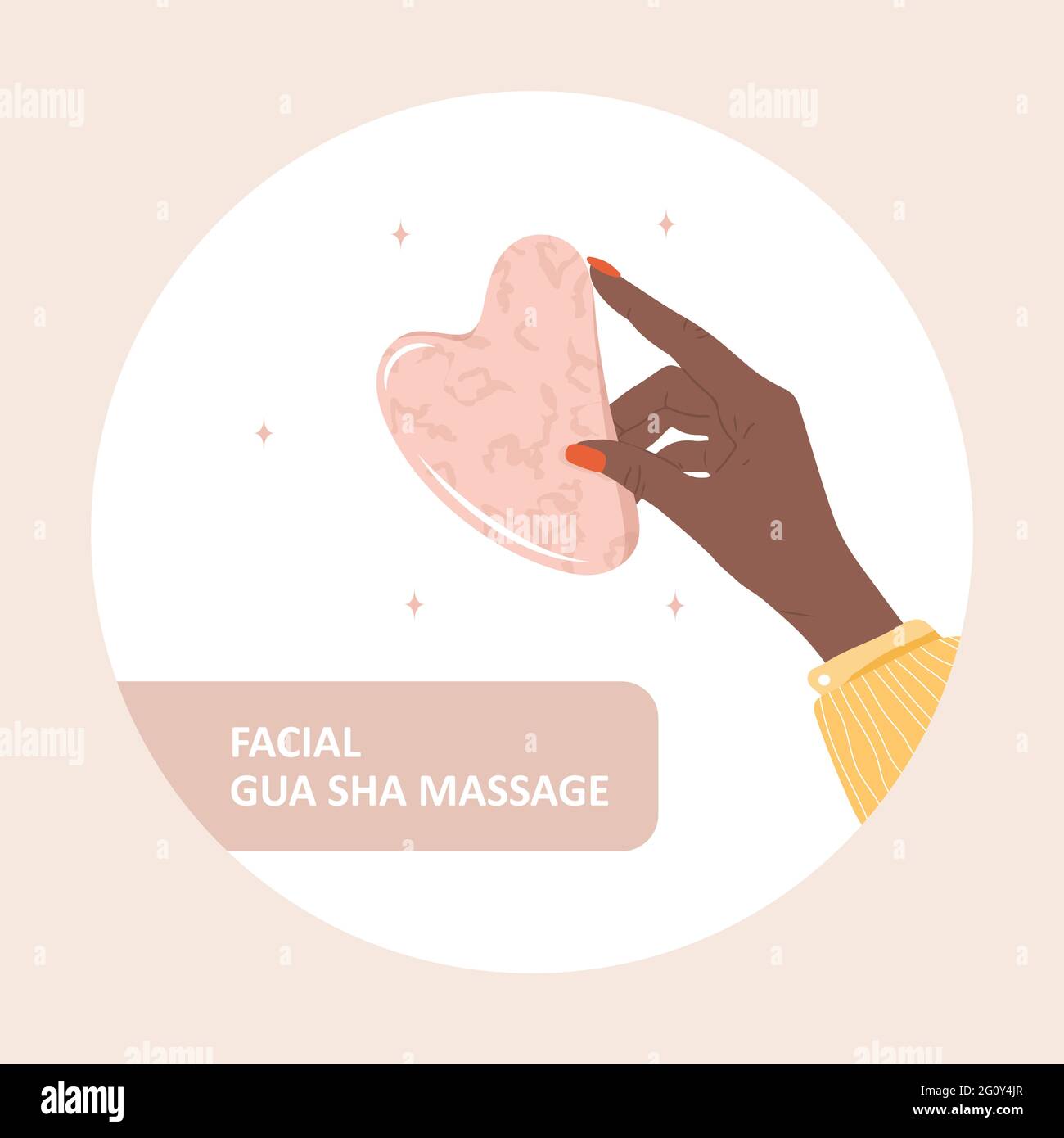 Gua sha scraper for facial massage. African female hand holding natural ...