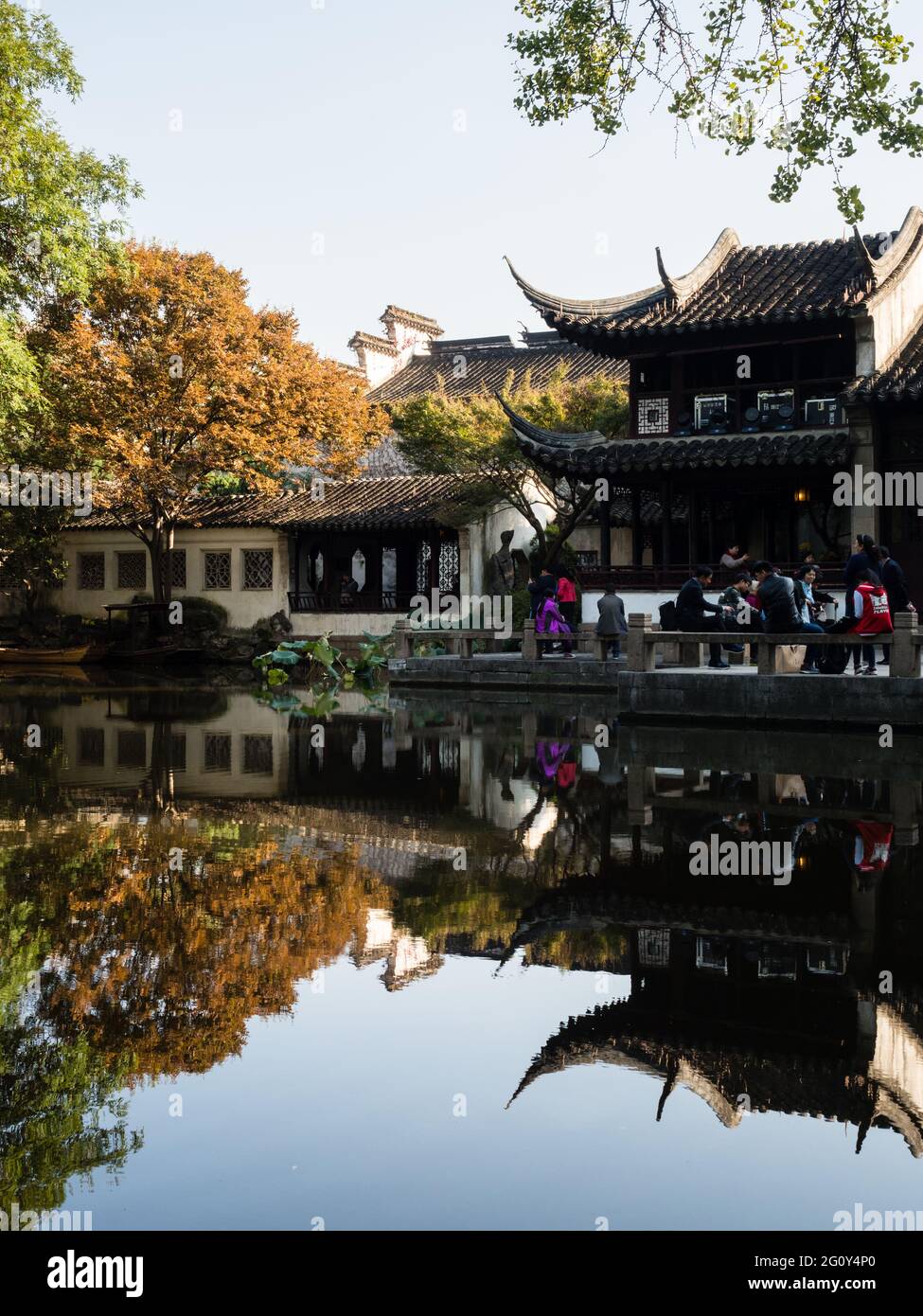 Suzhou, China - October 30, 2017: Evening at Lingering Garden, one of ...