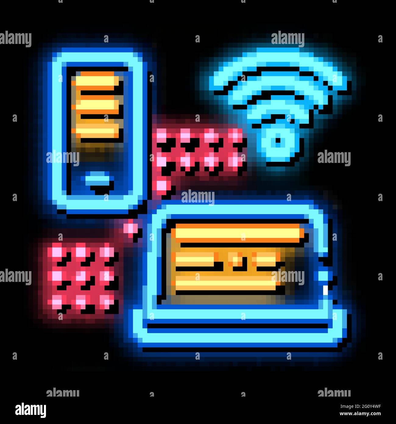 Wi-Fi Network Spreads neon glow icon illustration Stock Vector Image ...