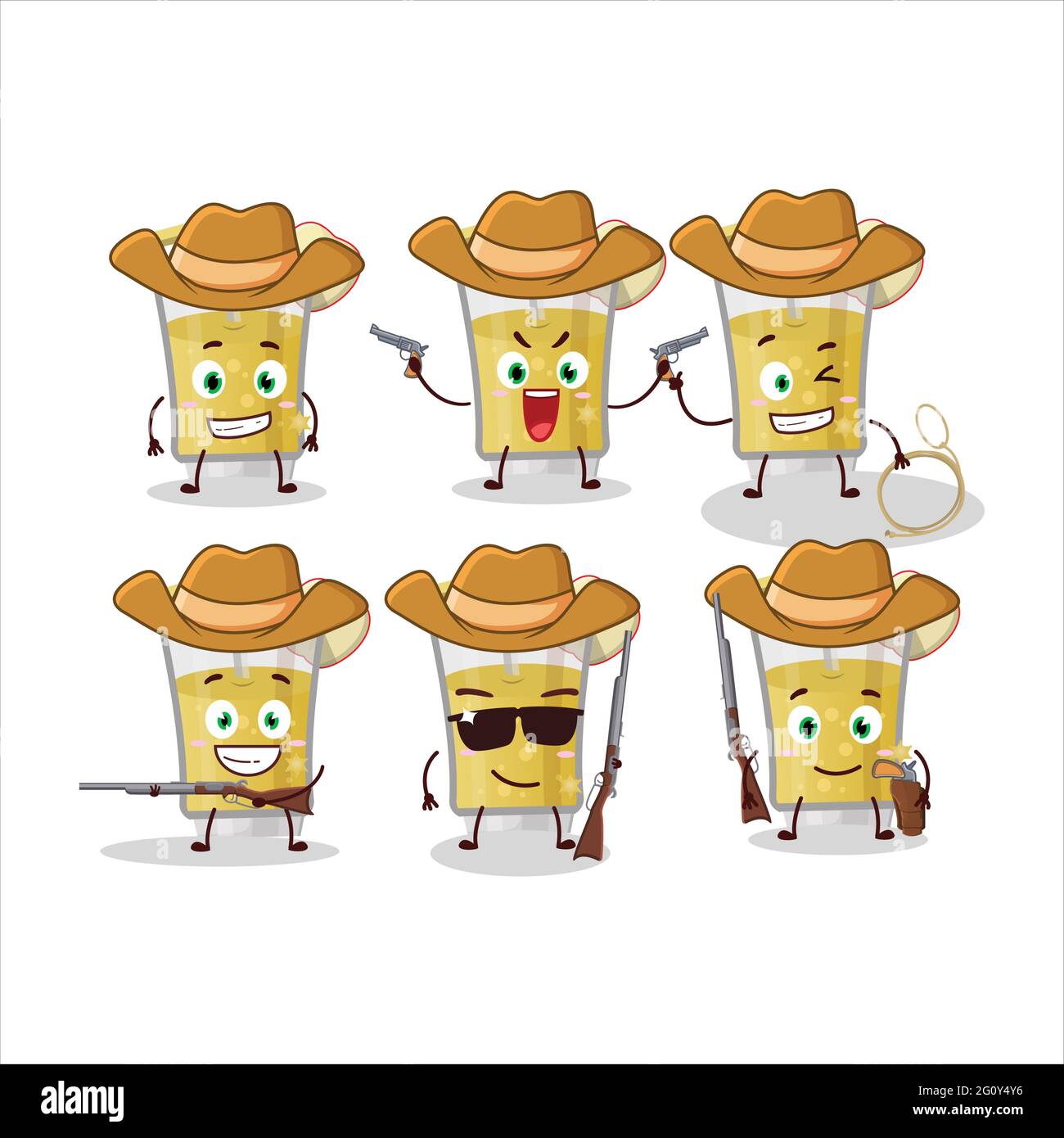 Cool cowboy fresh apple juice cartoon character with a cute hat. Vector ...
