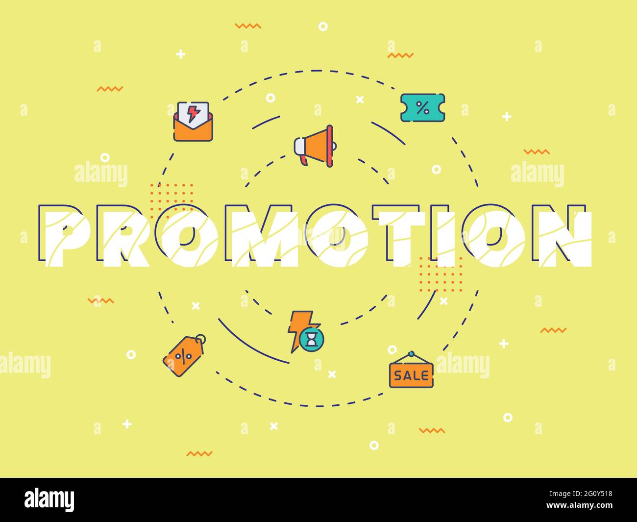 promotion typography calligraphy lettering art word with color dashed ...