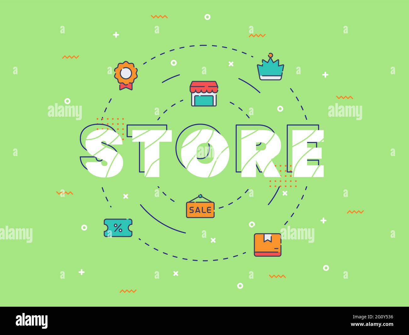 store typography calligraphy lettering art word with color dashed line ...