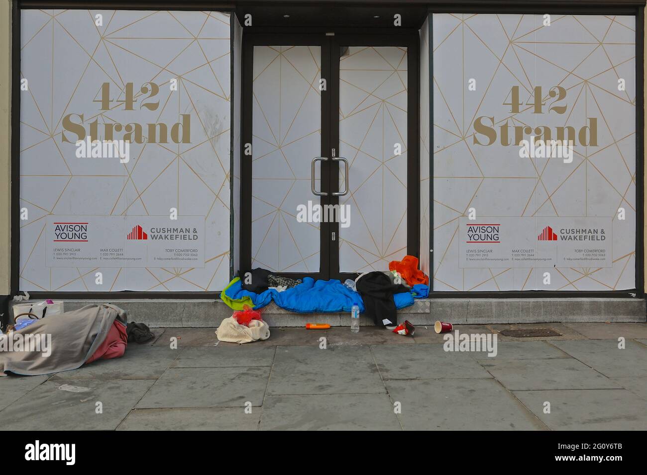 London (UK), 2 MJune 2021: Street homeless people sleeping on the ...