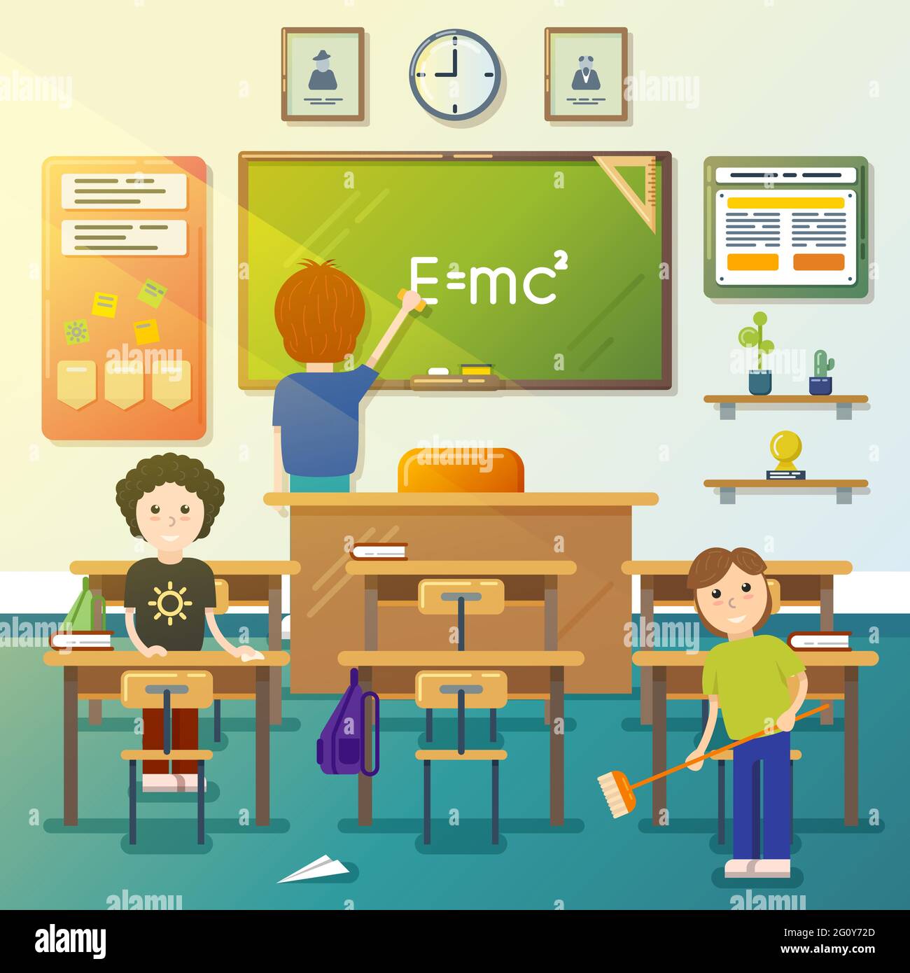 Kids Cleaning Classroom Stock Vector Images - Alamy