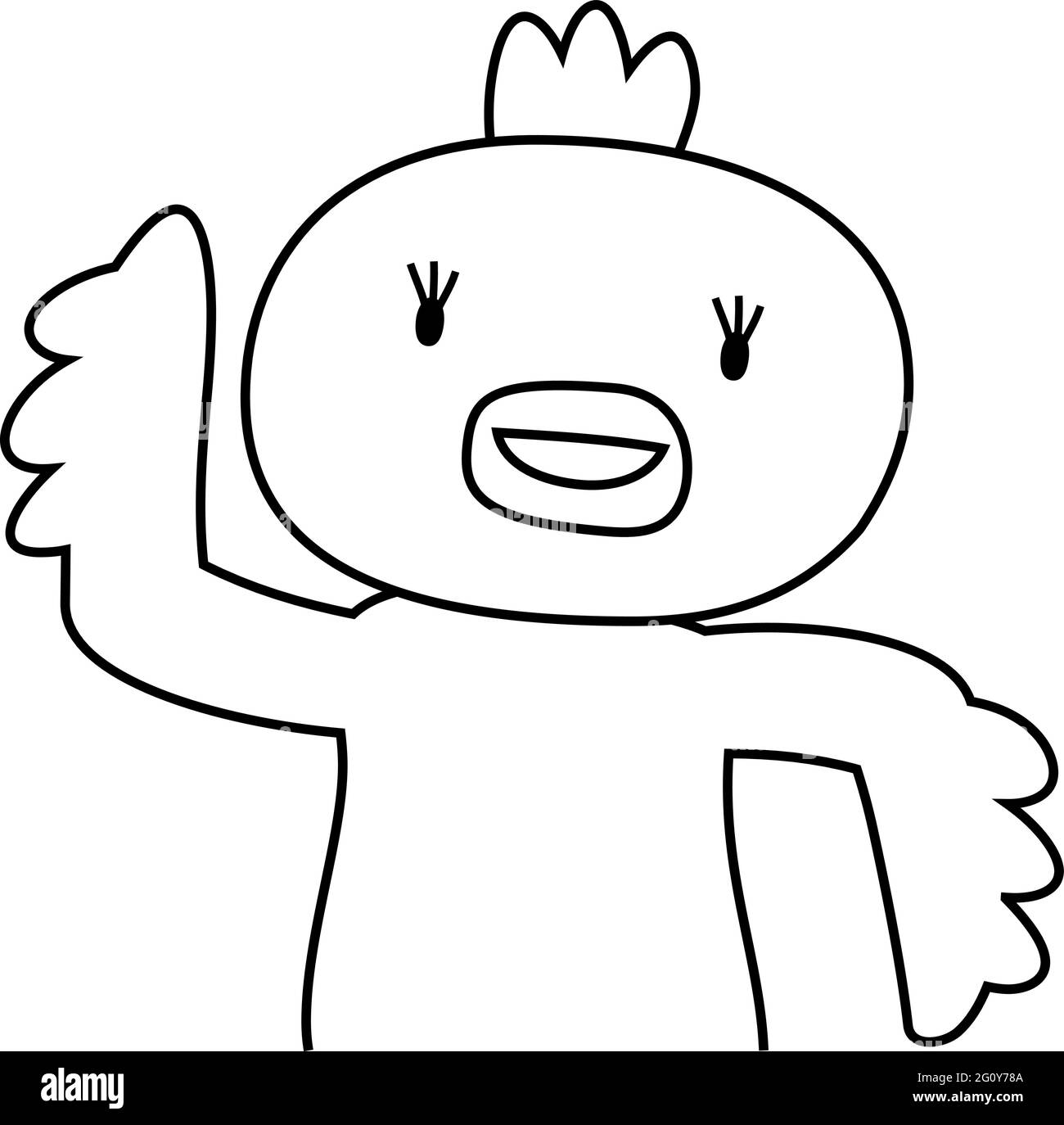 Cartoon chicken chicken drawing Black and White Stock Photos & Images ...