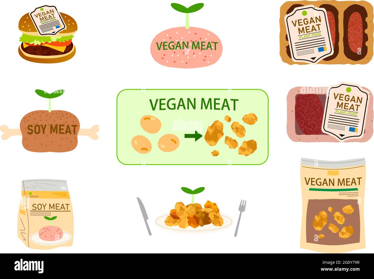 This is a illustration of vegans Meats with soybeans Stock Vector Image ...