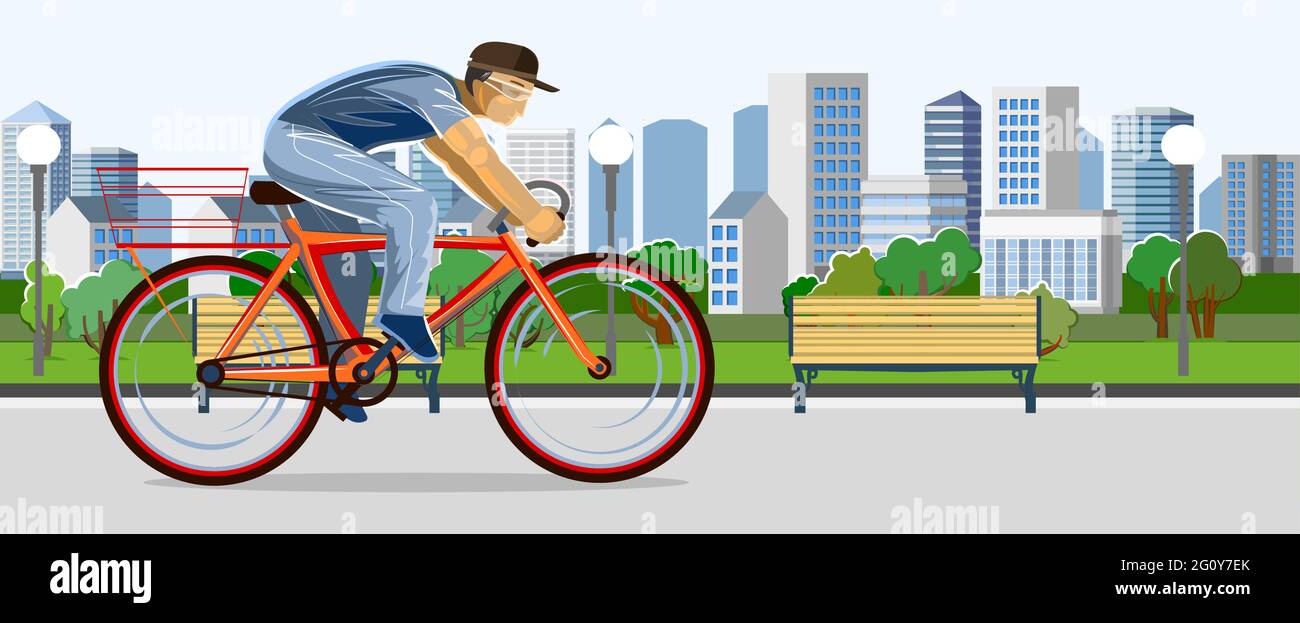 Old man rides a bicycle. Urban sports. Fitness and healthy lifestyle ...