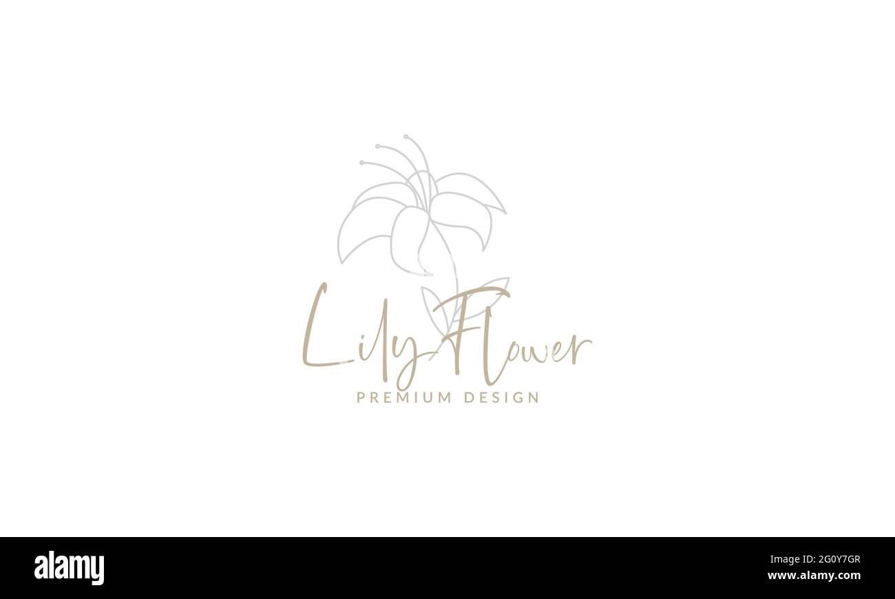 beautiful lily lines flower logo symbol vector icon illustration ...