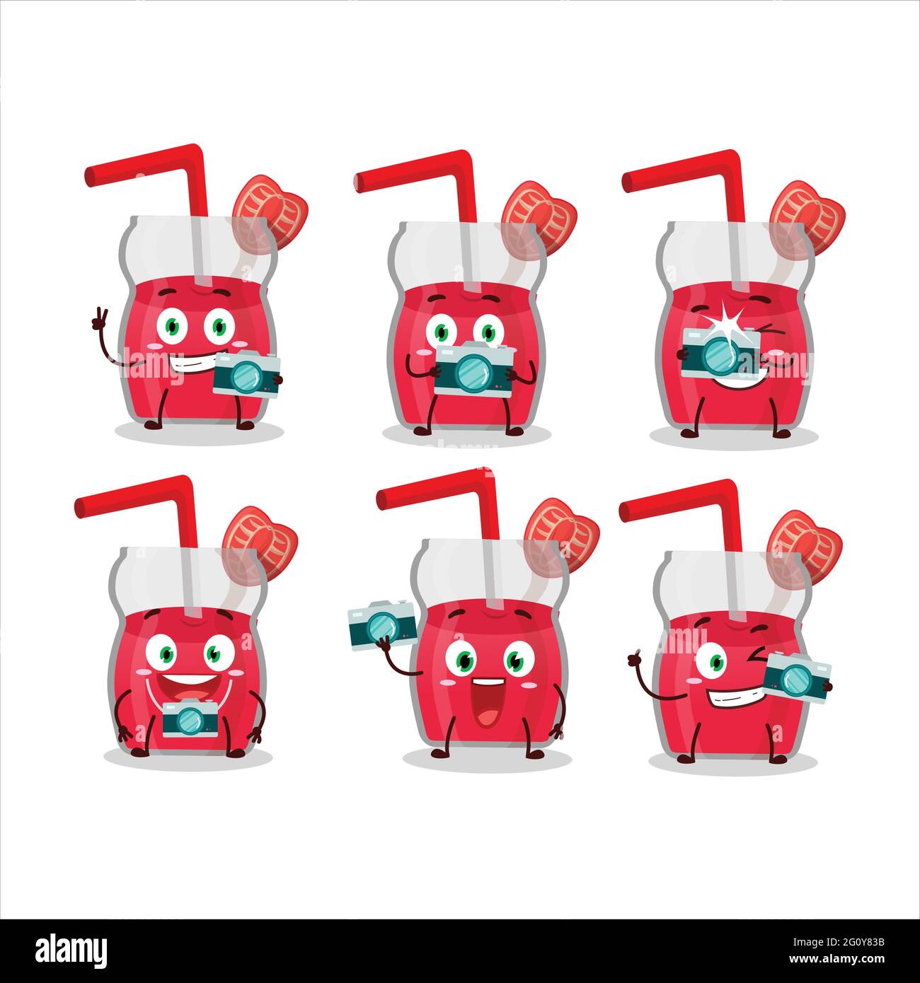 Photographer profession emoticon with strawberry juice cartoon ...