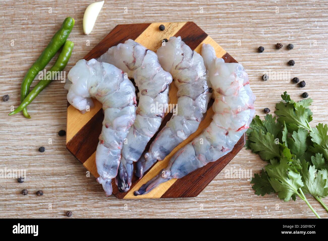 Cleaned, Peeled & Deveined Tiger Prawns or Asian tiger Shrimps. Also ...