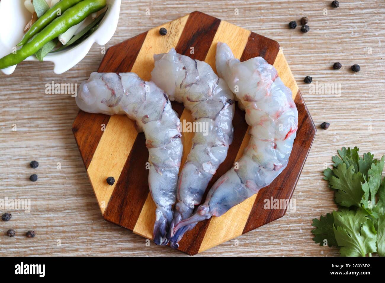 Cleaned, Peeled & Deveined Tiger Prawns or Asian tiger Shrimps. Also ...