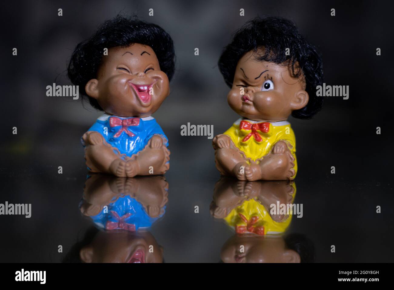 Closeup face of smiling doll on table top, hope, happy concept, good ...