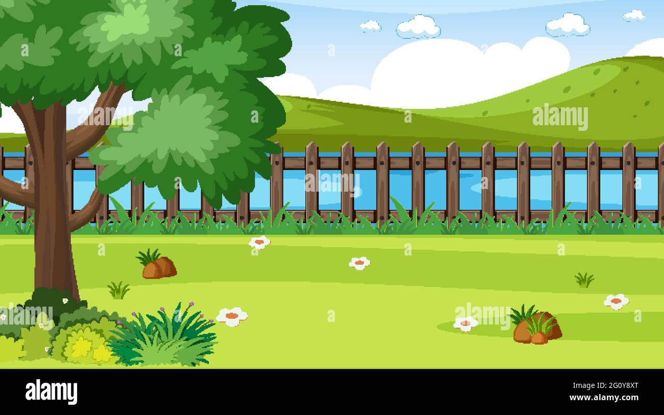 Trees tree fence fences fencing Stock Vector Images - Alamy