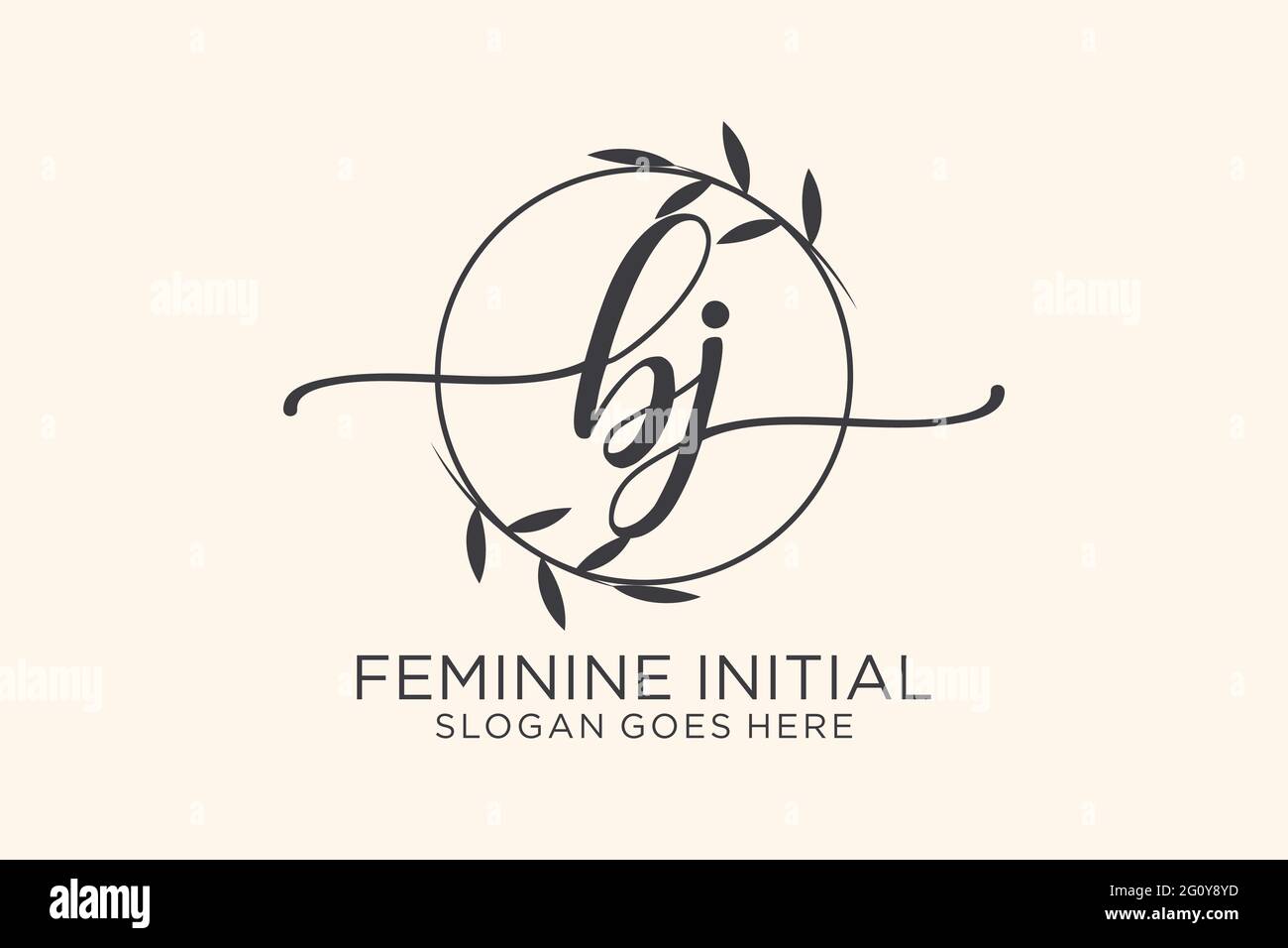 BJ beauty monogram and elegant logo design handwriting logo of initial signature, wedding ...