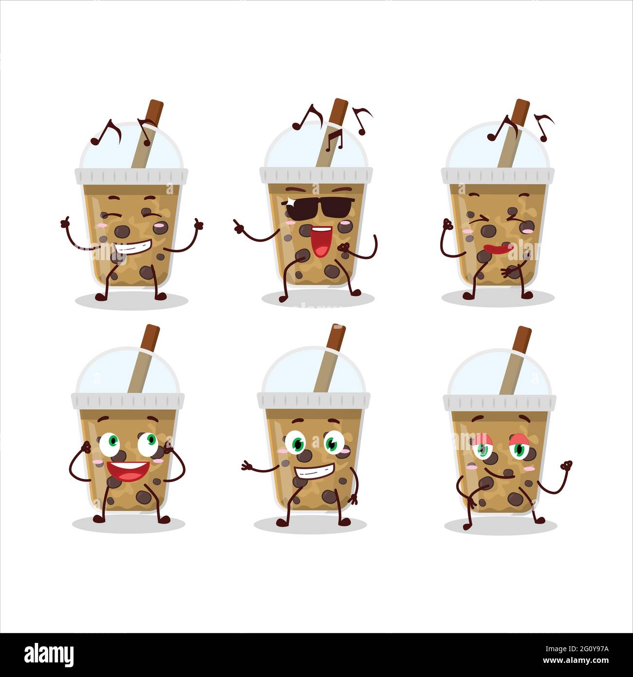 An image of chocolate coffee with boba dancer cartoon character ...