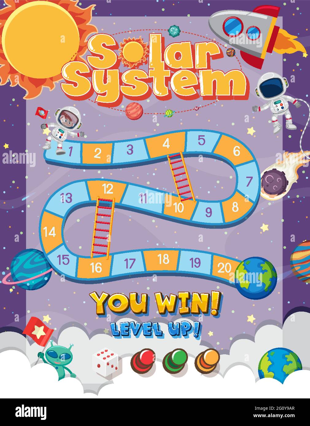 Board Game for kids in outer space style template illustration Stock ...