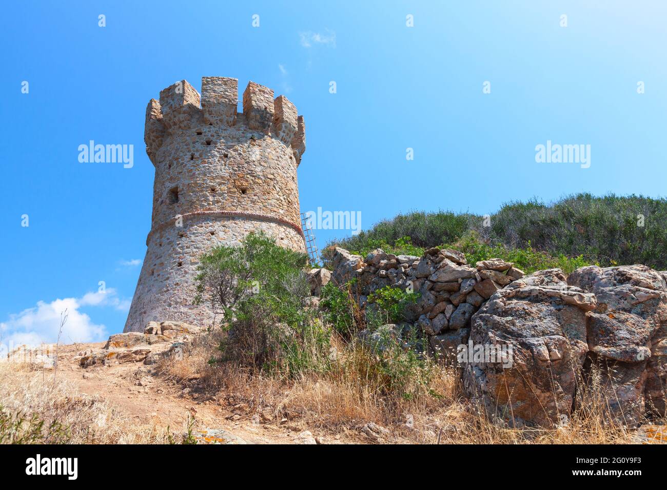 Campanella tower one of the Genoese towers in Corsica, a series of ...
