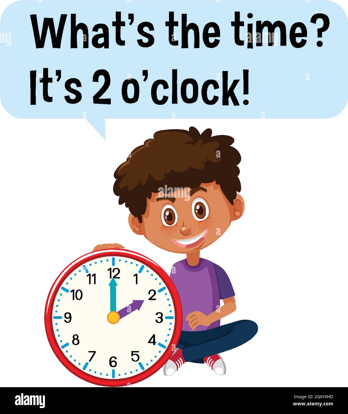 Boy cartoon school clock icon hi-res stock photography and images - Alamy