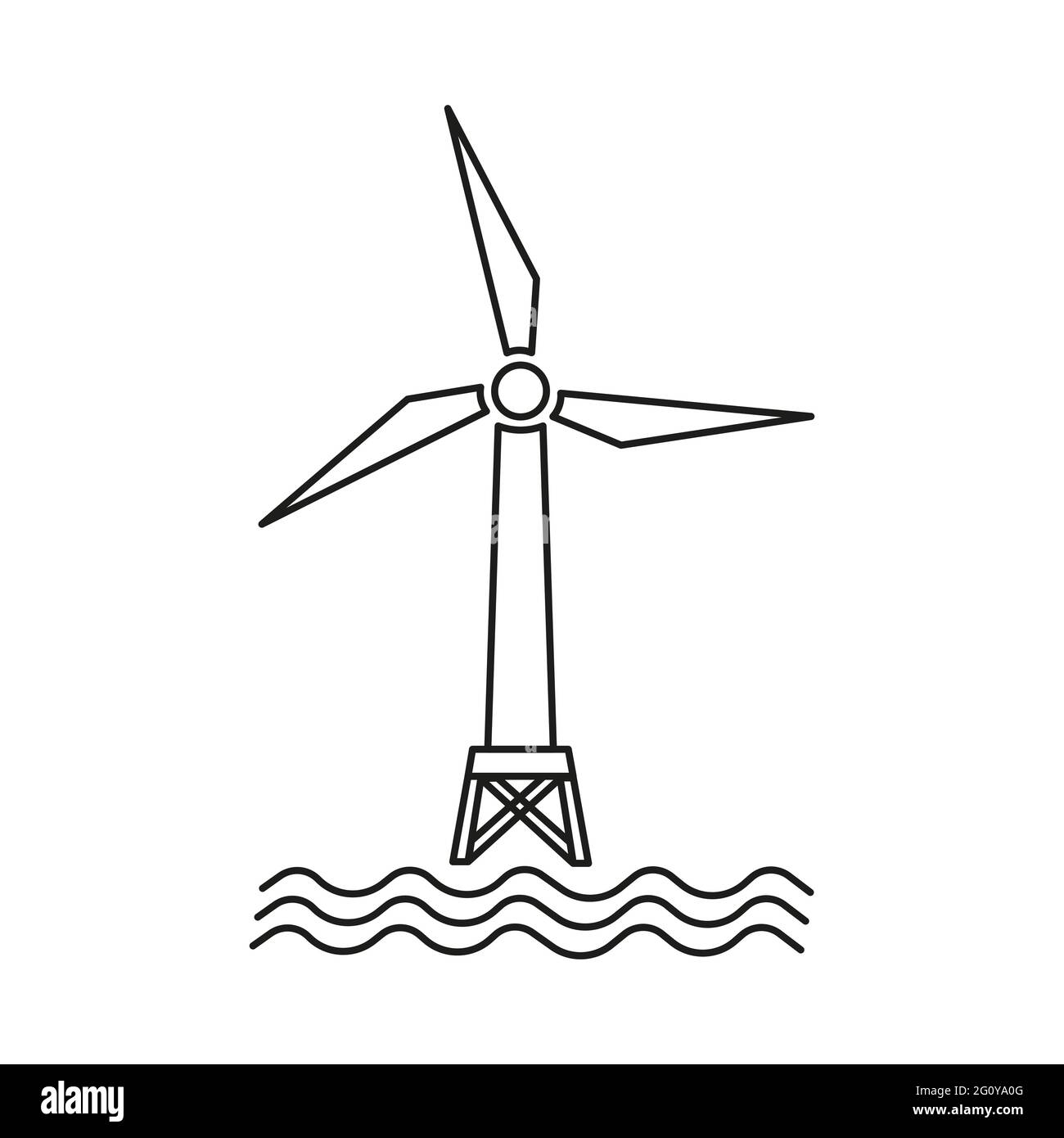 Offshore wind generator icon. Wind turbine in the sea. Wind tower in ... Offshore wind generator icon. Wind turbine in the sea. Wind tower in ...