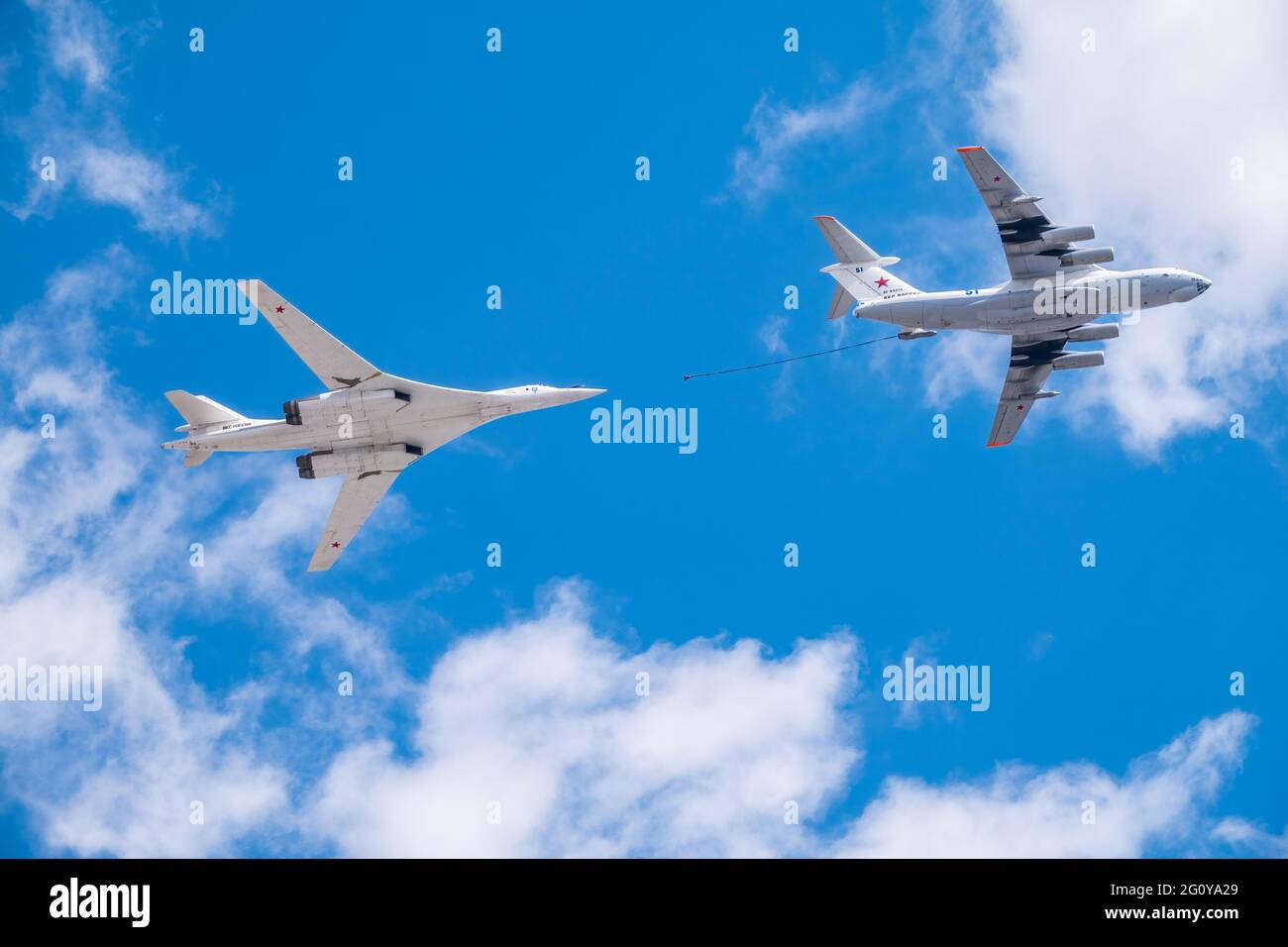 Moscow, Russia - May, 05, 2021: The group of supersonic strategic ...