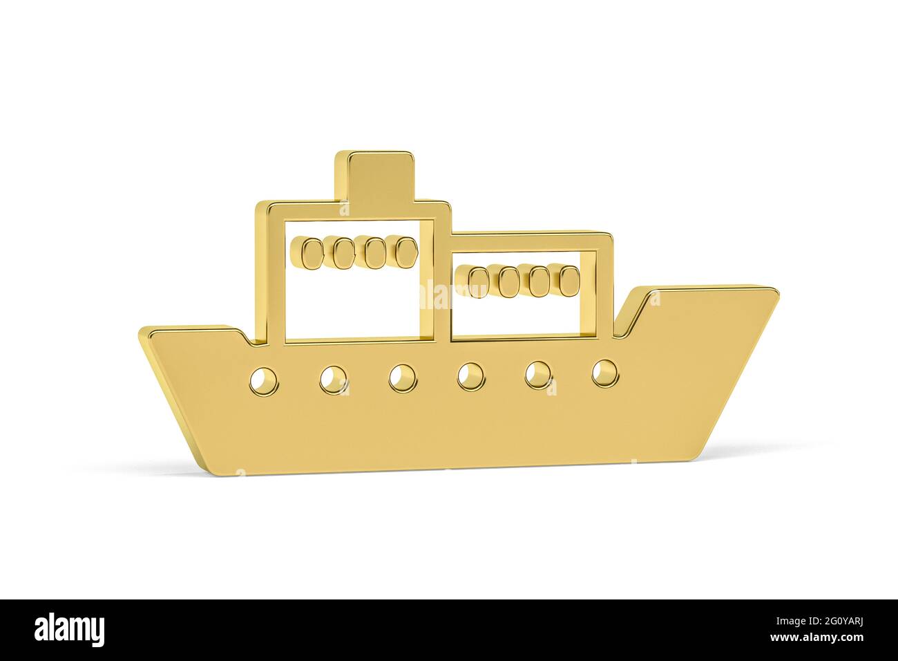 Golden 3d boat icon isolated on white background - 3d render Stock ...