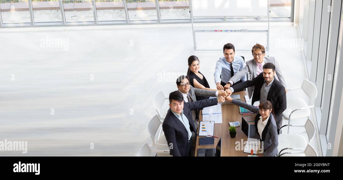 Top view of successful startup entrepreneurs and business people team ...