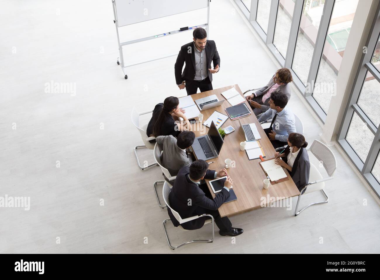 Conference table aerial view hi-res stock photography and images - Alamy