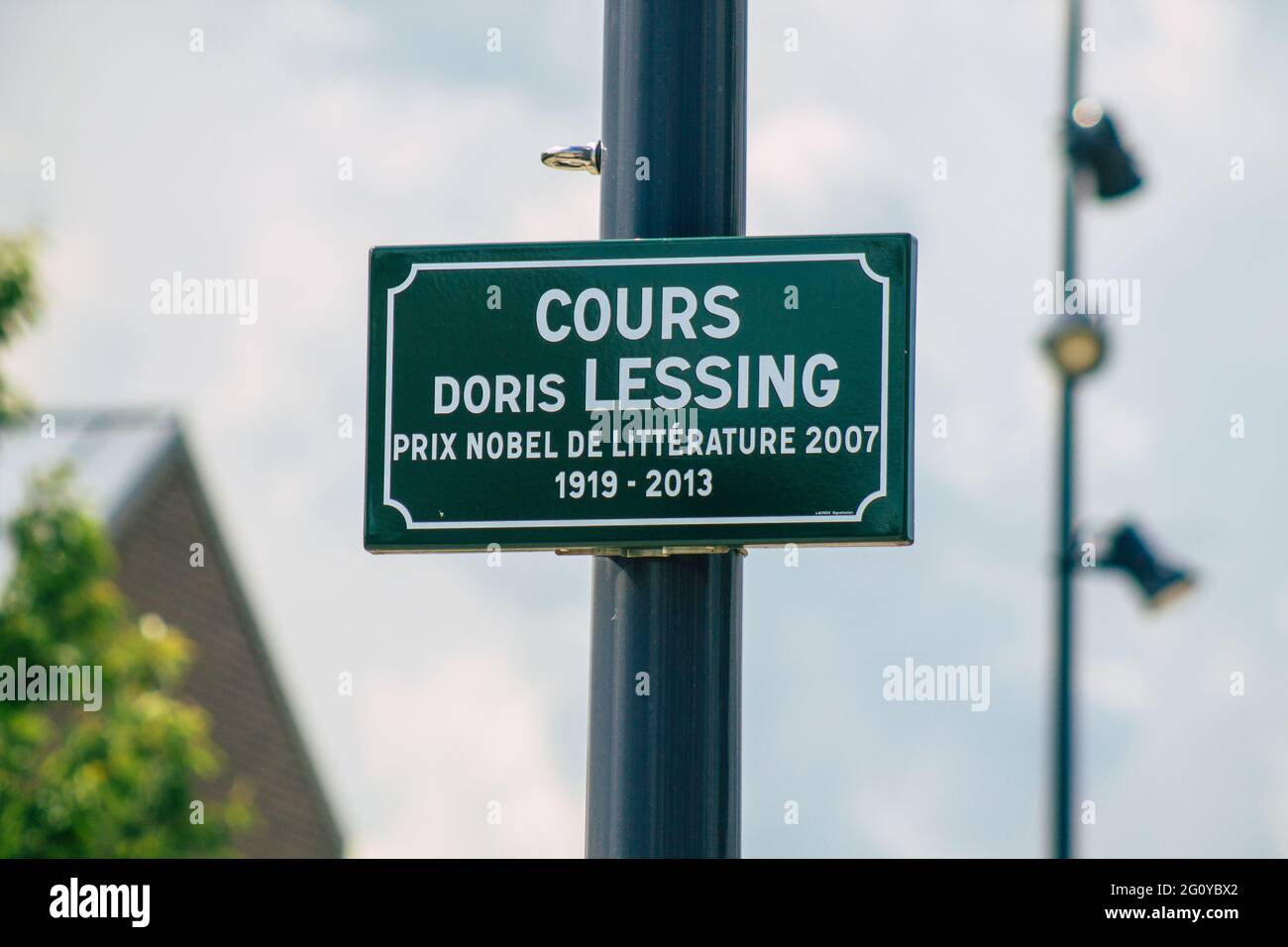 Reims France June 03, 2021 Street sign or road sign, erected at the ...
