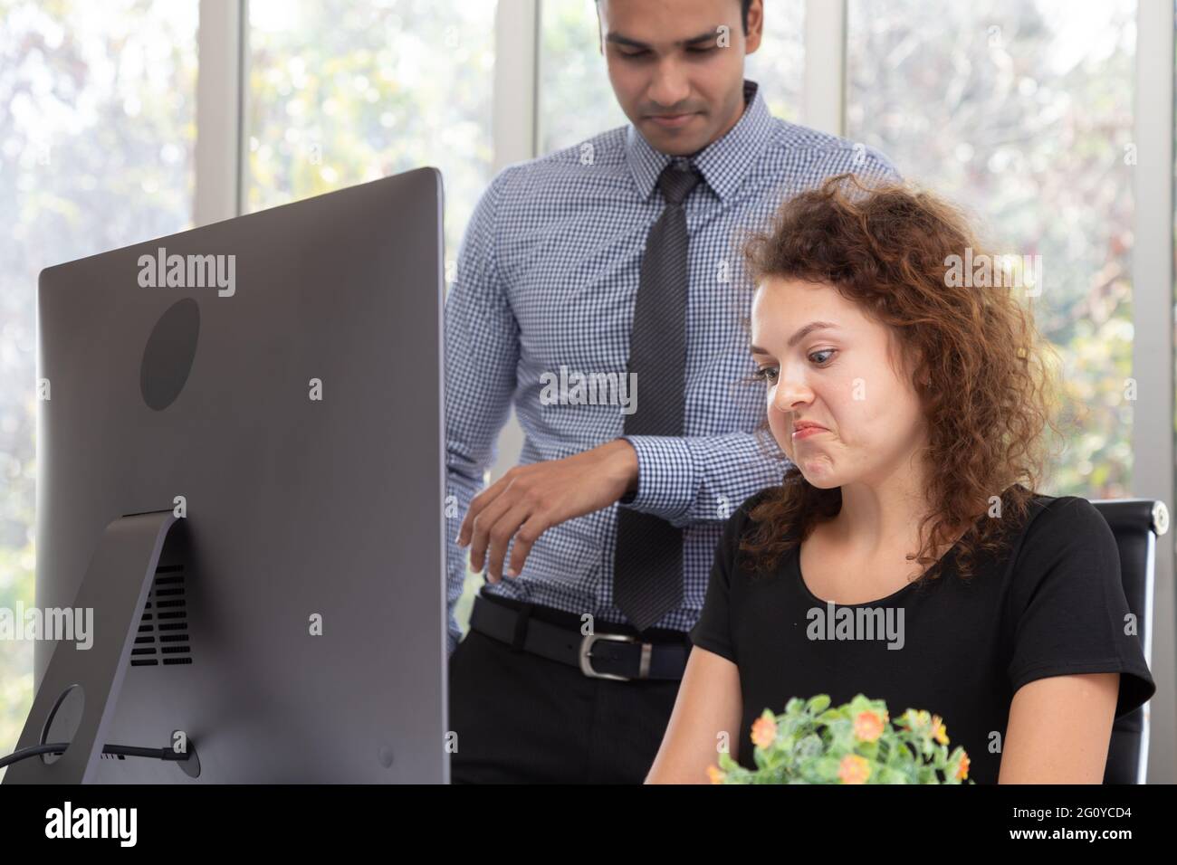 Tired receptionist hi-res stock photography and images - Alamy